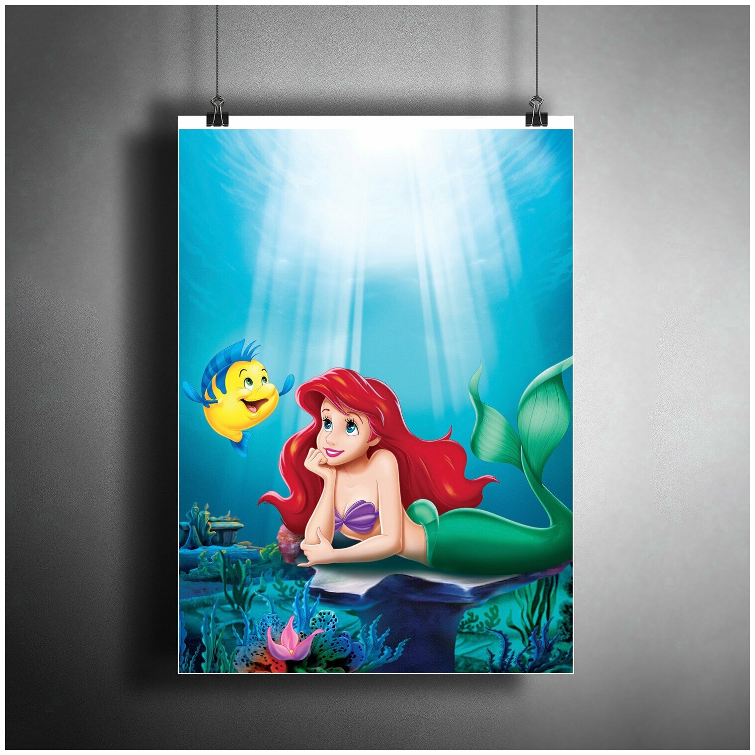 Постер плакат для интерьера "Мультфильм: Русалочка. The Little Mermaid. Постер для детей" / Декор дома, офиса, комнаты, квартиры A3 (297 x 420 мм)