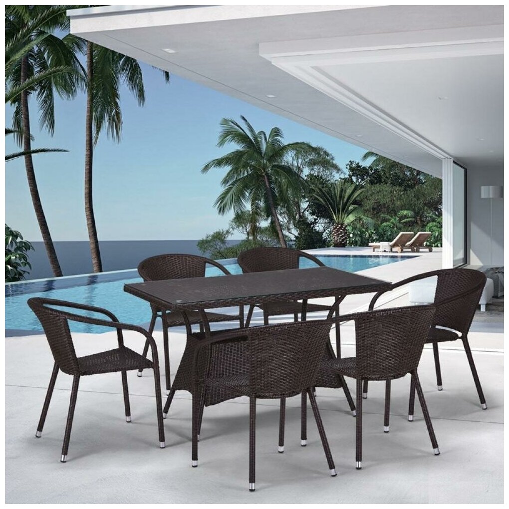 Комплект плетеной мебели Афина T198D/Y137C-W53 Brown 6Pcs 1536690101