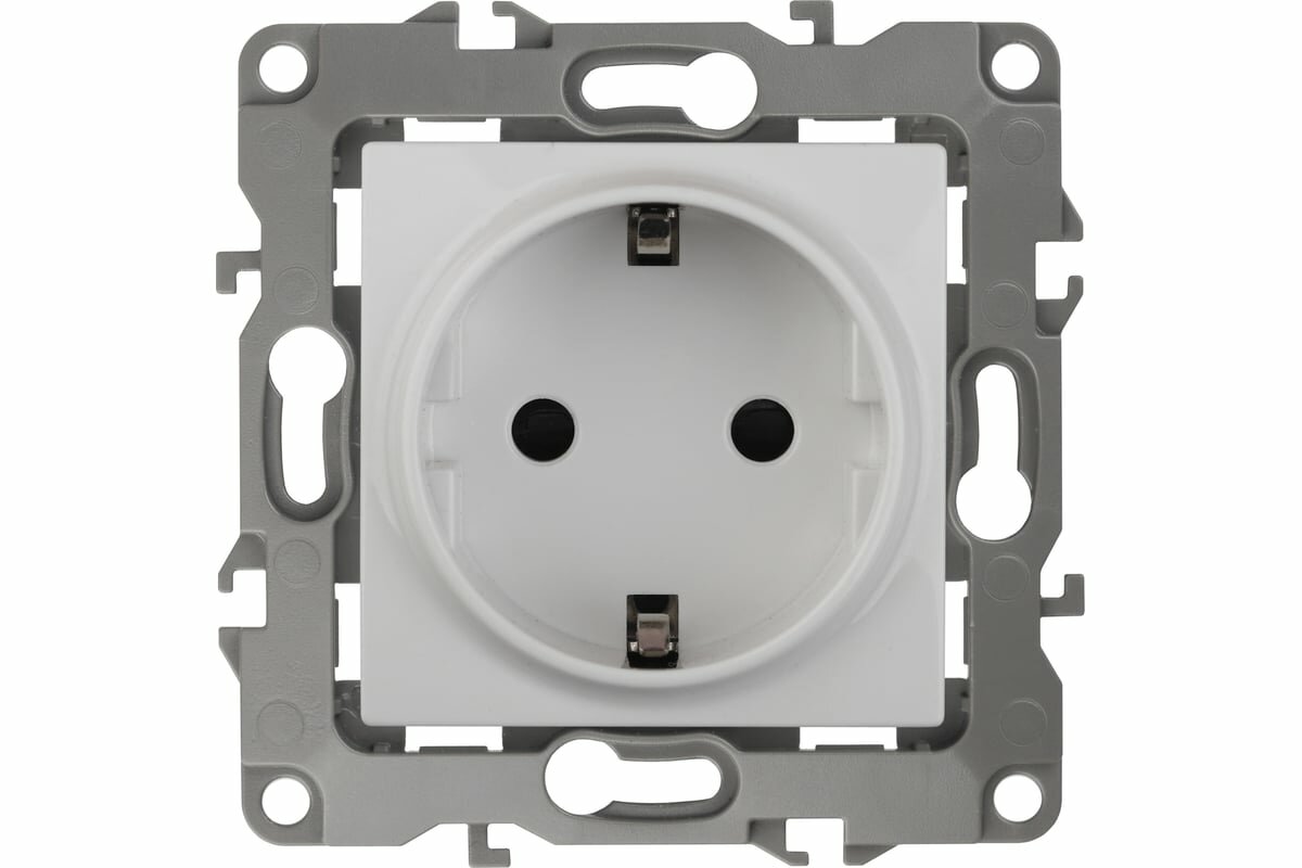 ЭРА Розетка 12-2101-01 2P+E Schuko 16A 250V IP20 белая настенная для квартиры Б0014675