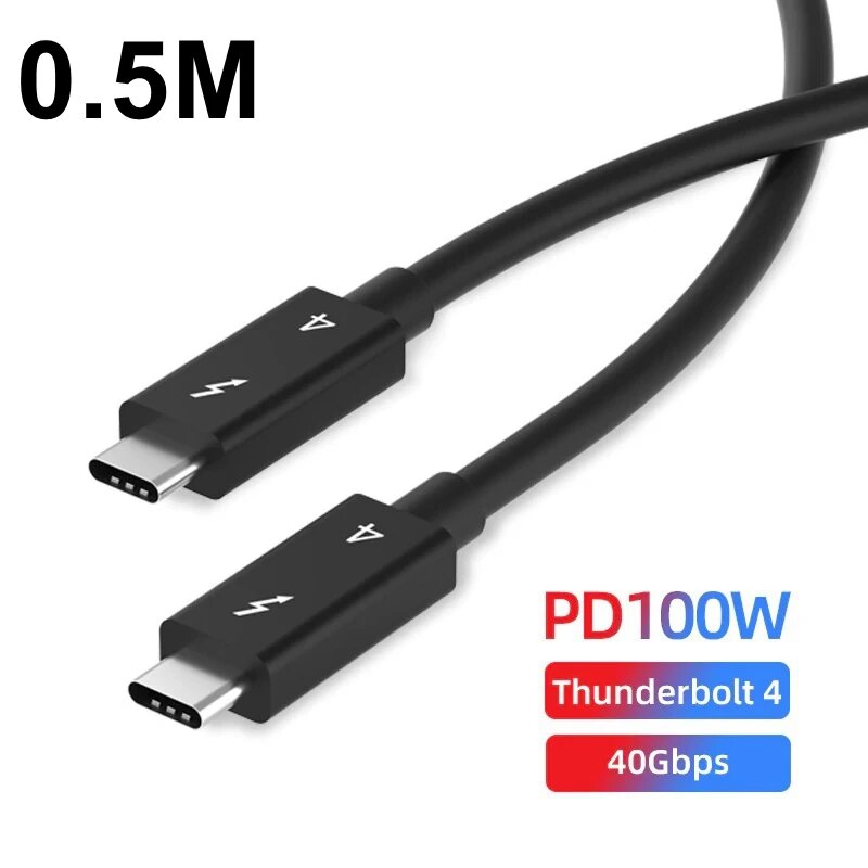 Кабель ACASIS Thunderbolt 4, 40 Гбит/с, передача данных, 100 Вт, зарядка, 8K, дисплей, видео, совместим с портом Thunderbolt 3/4/USB4/Type-C 50CM Cable