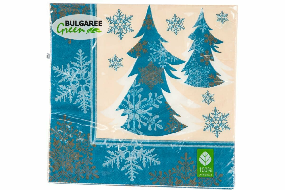 Bulgaree Green БГ трёхслойные салфетки 33x33 Елки бронза МДК-90005895 праздничного стола
