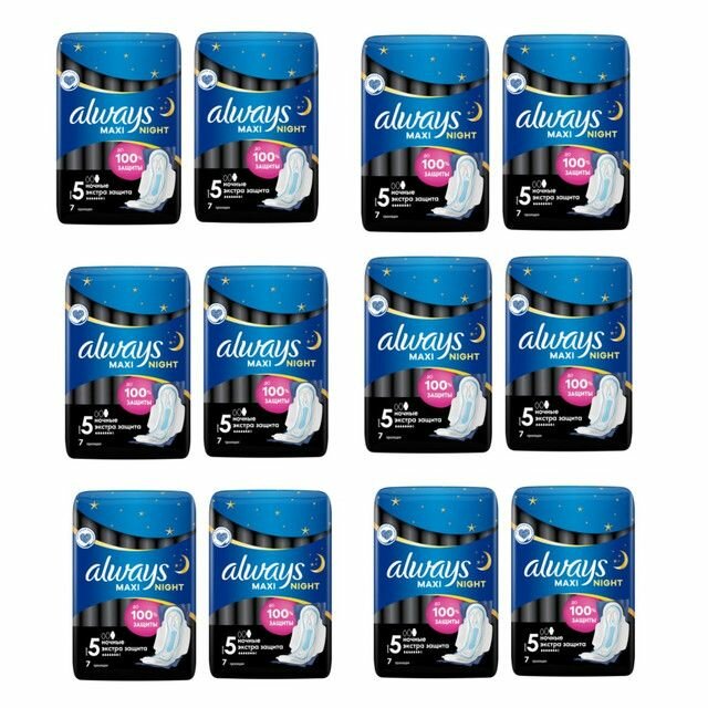 Always Прокладки гигиенические Maxi Secure Night Extra, 12 уп.
