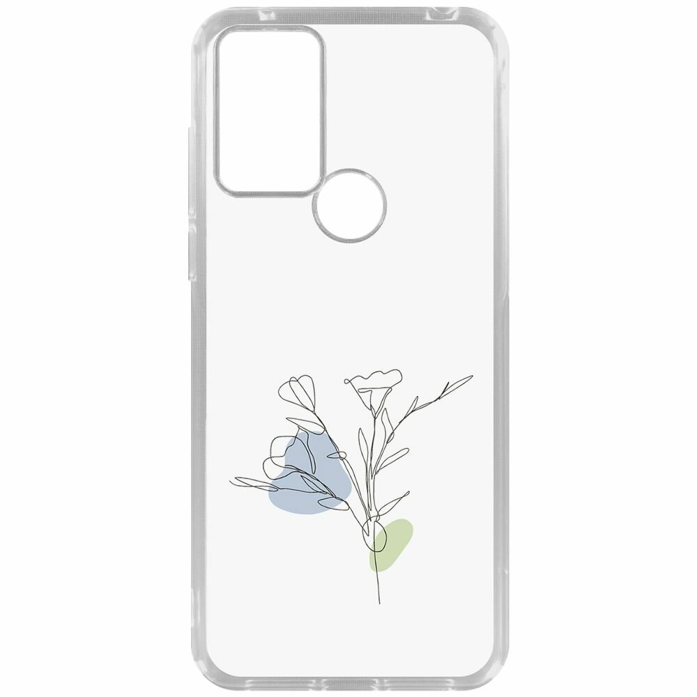 Чехол-накладка Krutoff Clear Case Эустома для TCL 30E, с рисунком, термопластичный полиуретан (TPU)