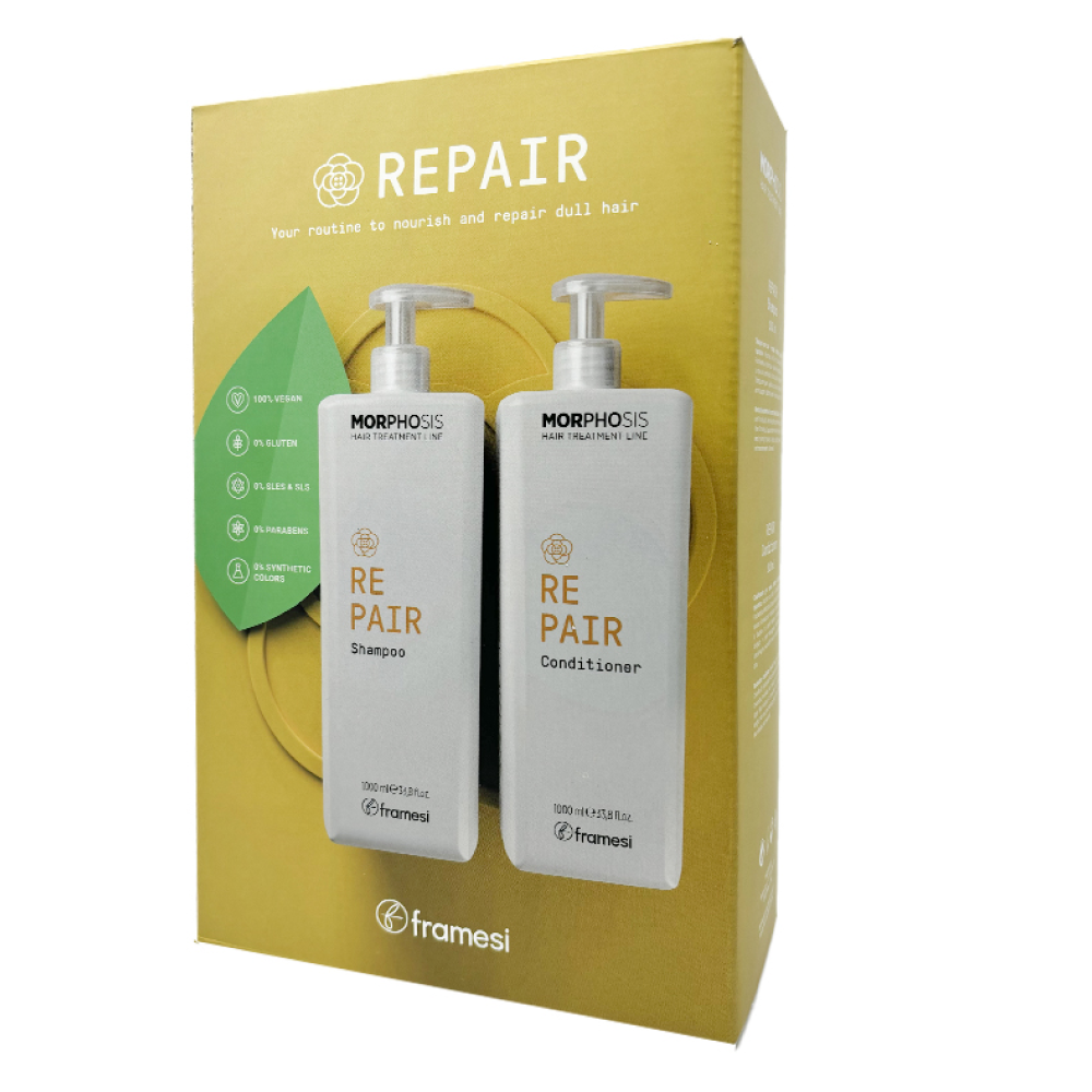 Набор: Шампунь восстанавливающий для поврежденных волос MORPHOSIS REPAIR SHAMPOO 1л + Кондиционер во