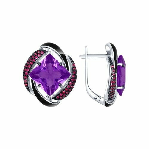 Серьги, серебро, 925 проба, родирование, нанокристалл
