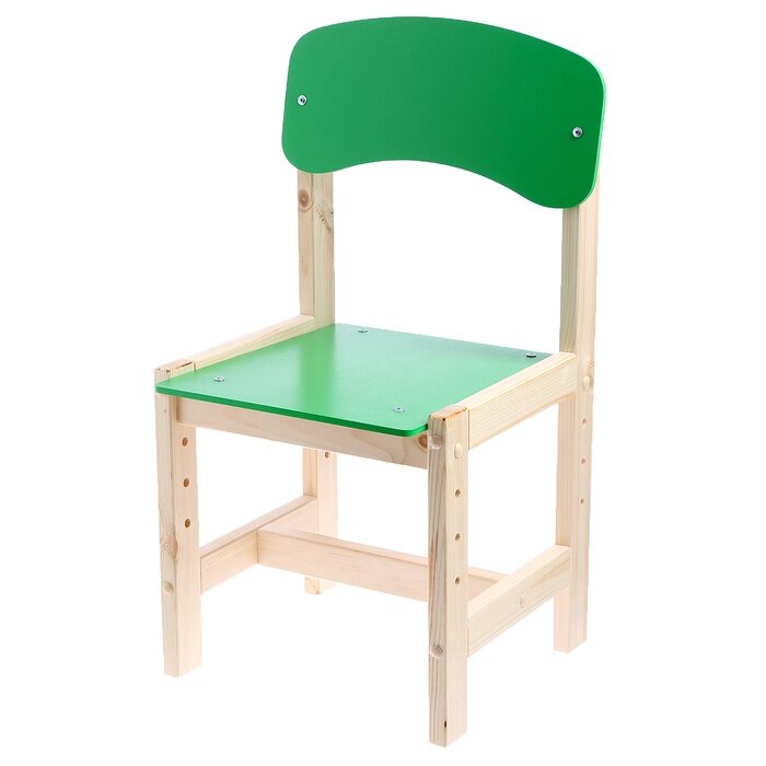 Стул деревянный, детский, регулируемый (0-2), цвет зелёный