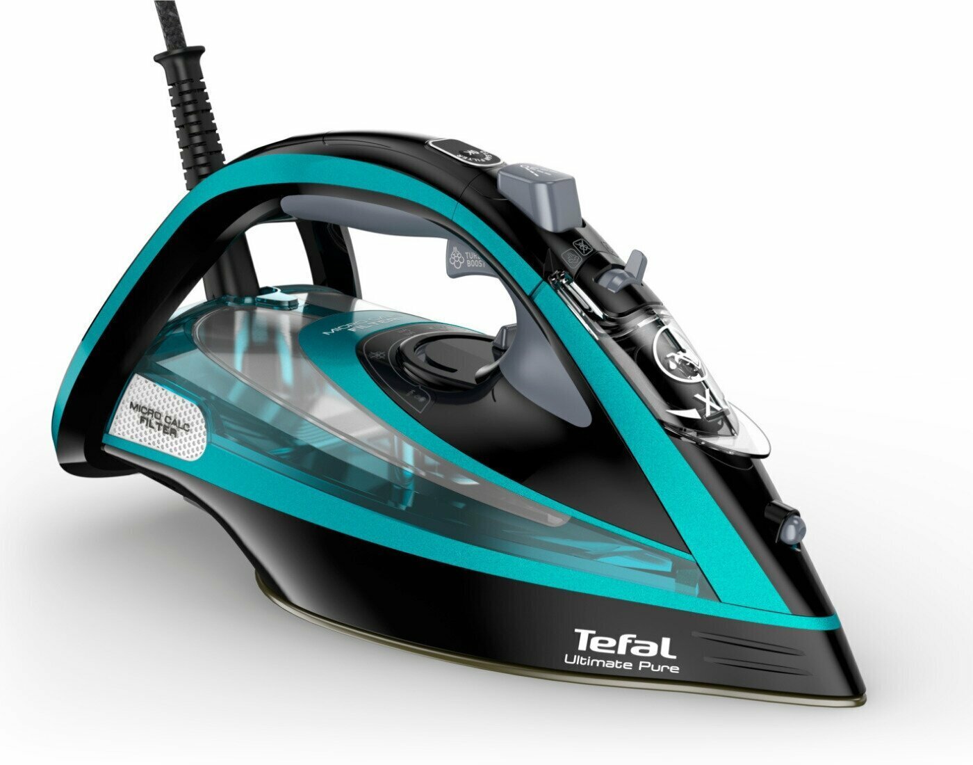 Утюг Tefal Ultimate Pure Micro-calc FV9837E0, голубая лагуна/чёрный