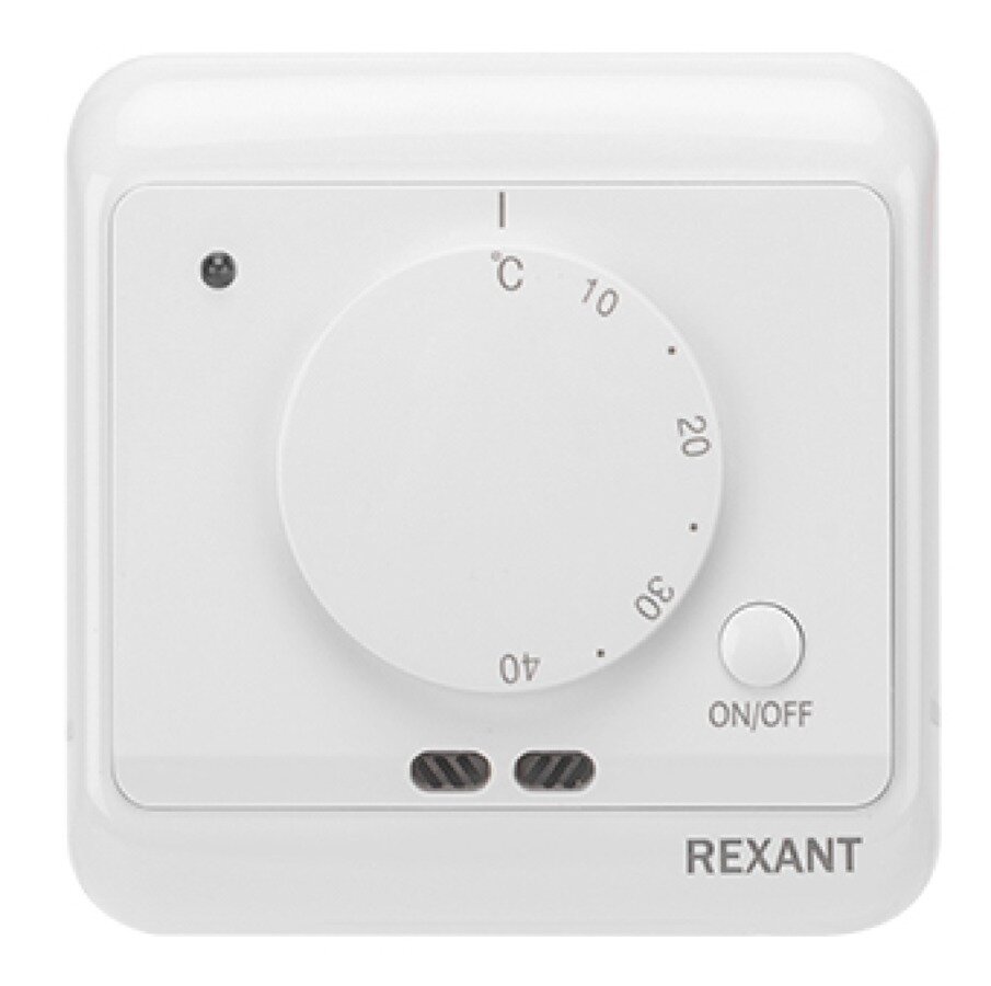 Термостат REXANT / Рексант R72XT механический с датчиком температуры пола и воздуха, белый, 86×86х41мм, 16А 3500Вт, IP20 / терморегулятор