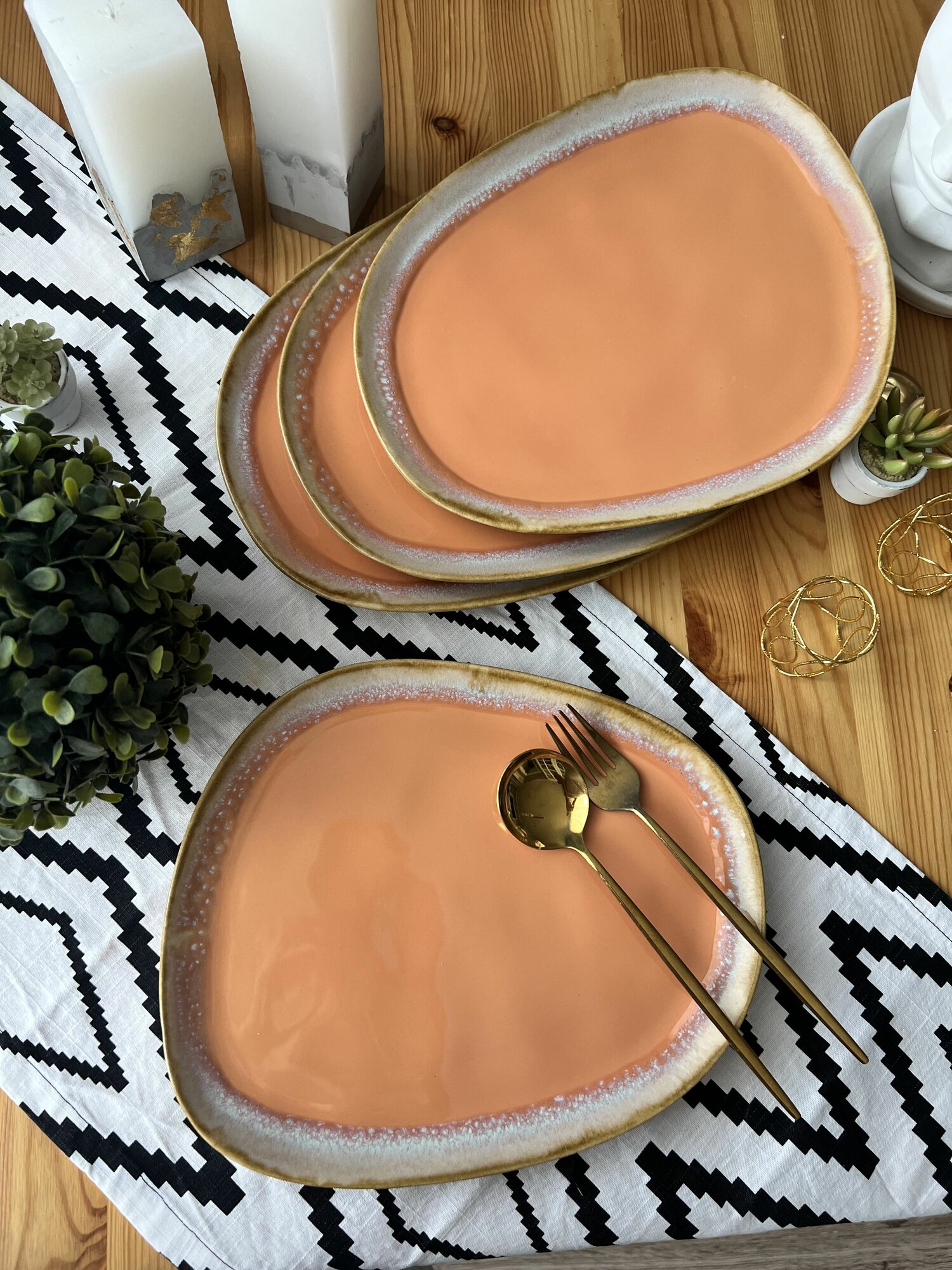 Набор обеденных тарелок Keramika "Тетра" 30 см, цвет Персиковый