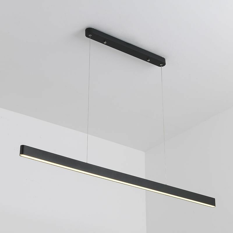 Черная минималистичная люстра потолочная, длина 1200 мм, регулируемая яркость 24 Вт, современный обеденный стол, кухня, кабинет, декоративное освещение кабинета