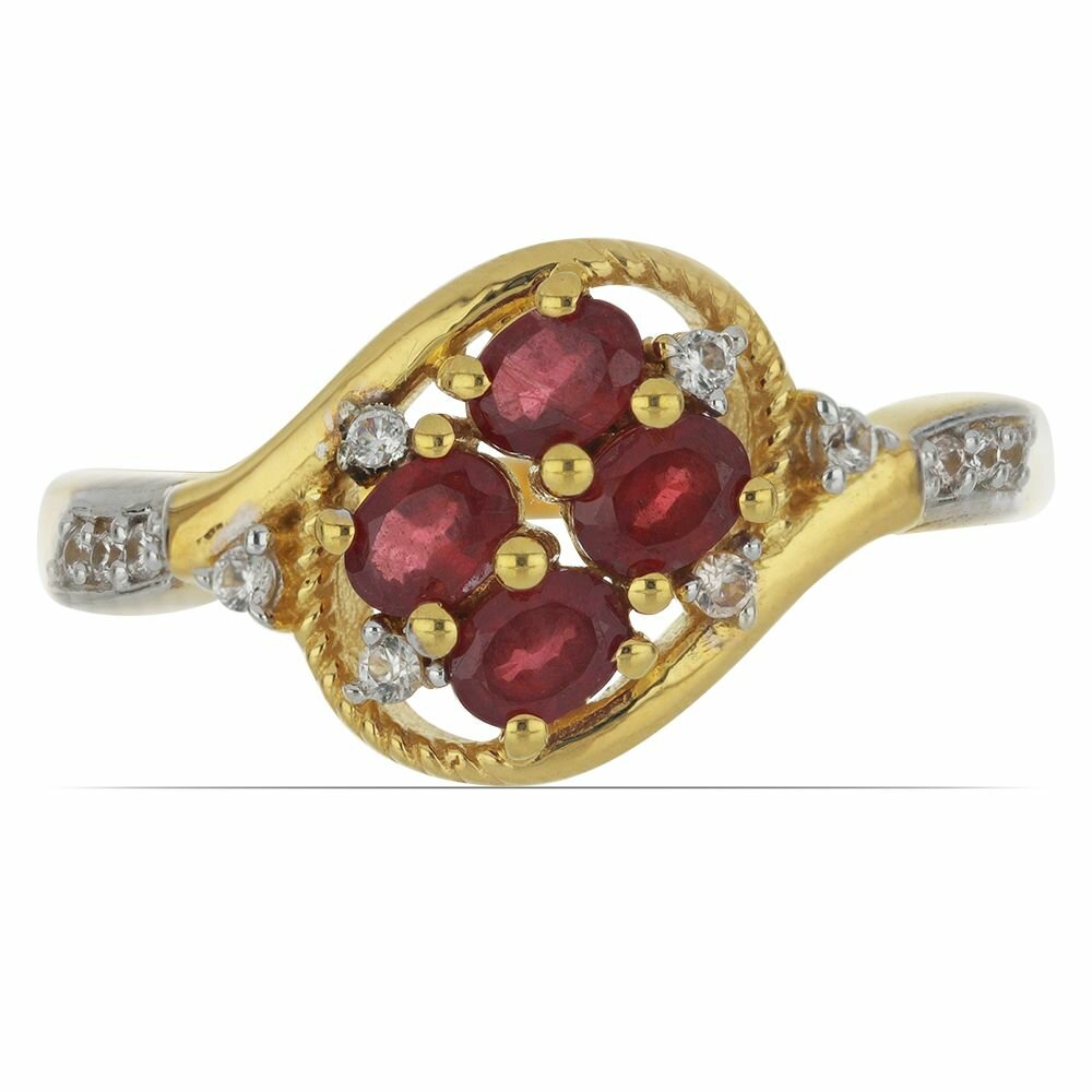 Кольцо, серебро, 925 проба, циркон, рубин