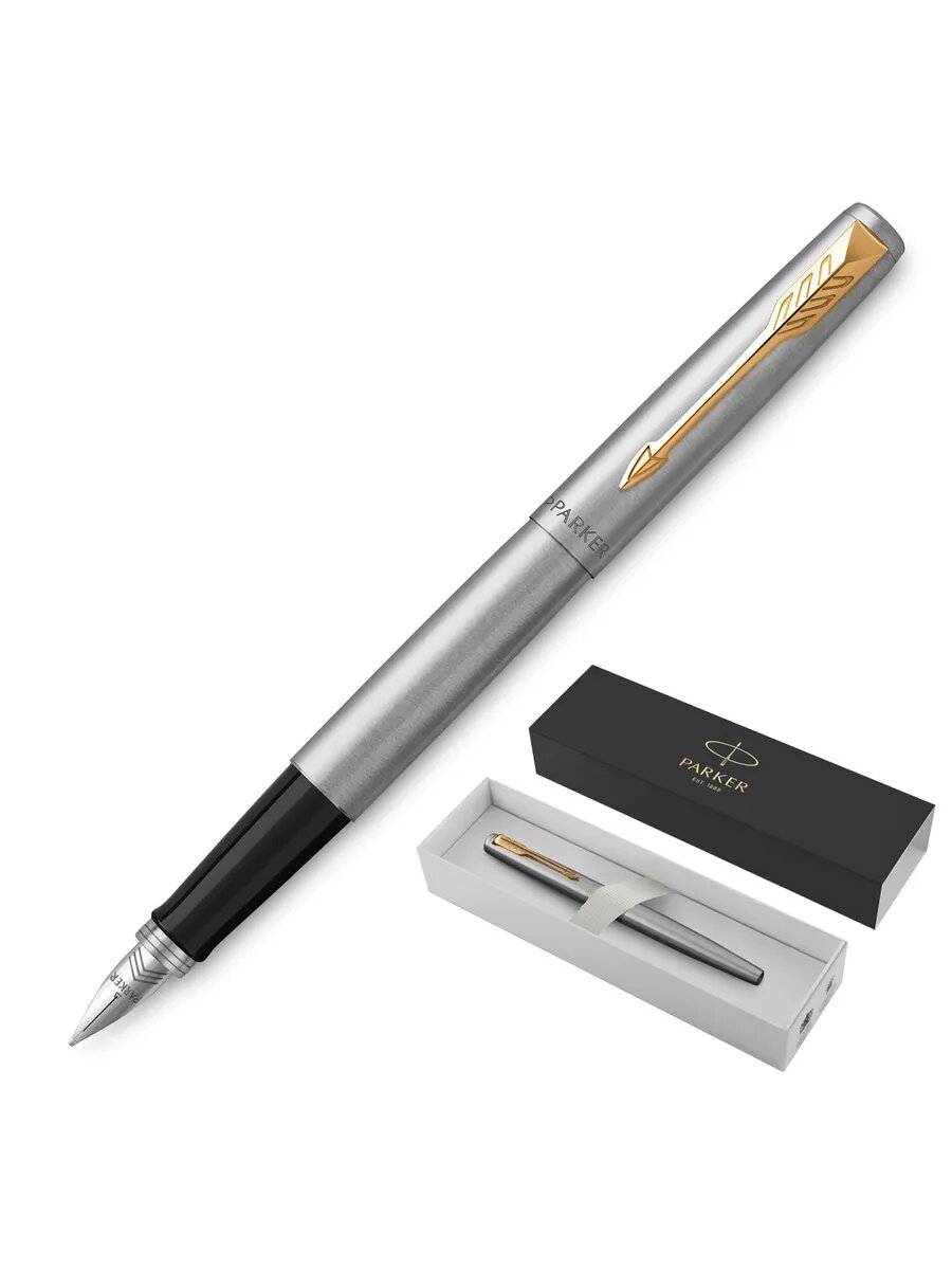 Ручка перьевая , корпус серебристый, синяя