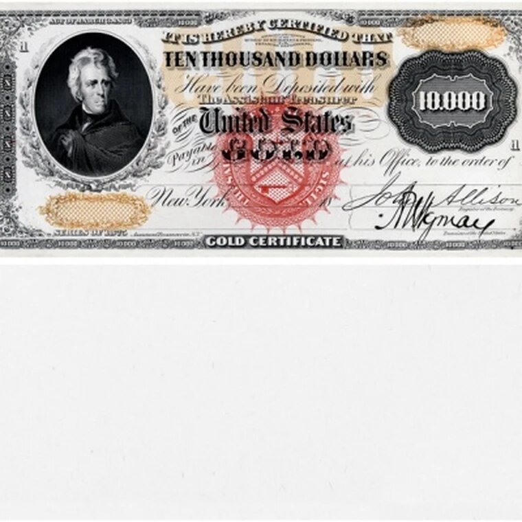 Золотой сертификат США 10000 долларов 1863, сувенирная копия, банкноты и купюры редкие коллекционные