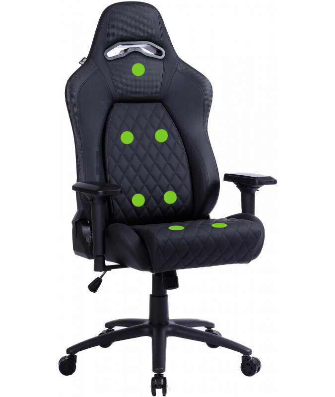 Кресло игровое Cactus с вибромассажем, обивка: эко. кожа, цвет: черный (CS-CHR-130-M)