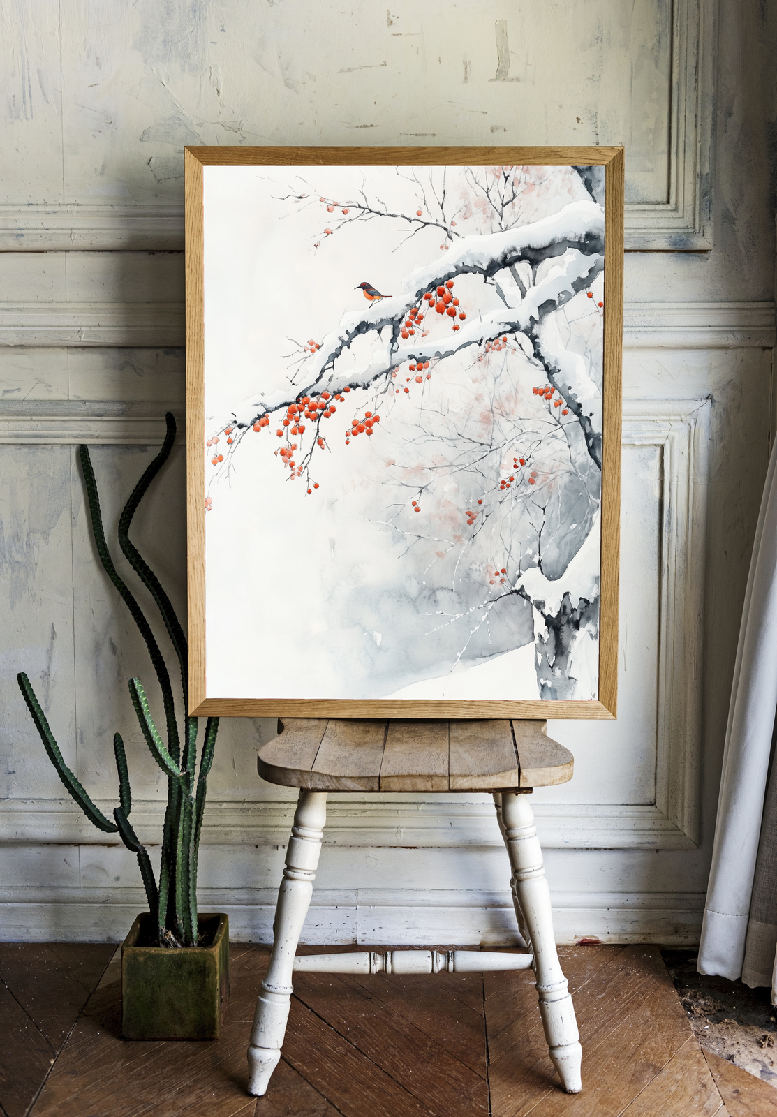 Постер "Ветка с красными ягодами" 60x90 без рамы