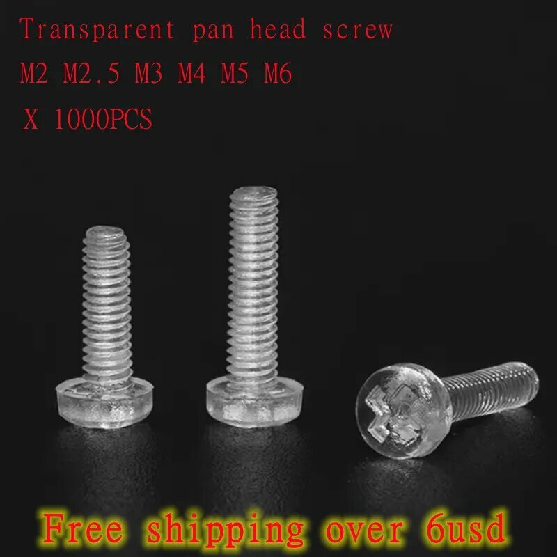 1000 шт. Пластиковые винты M2-M6 прозрачные M4x16 1000pcs