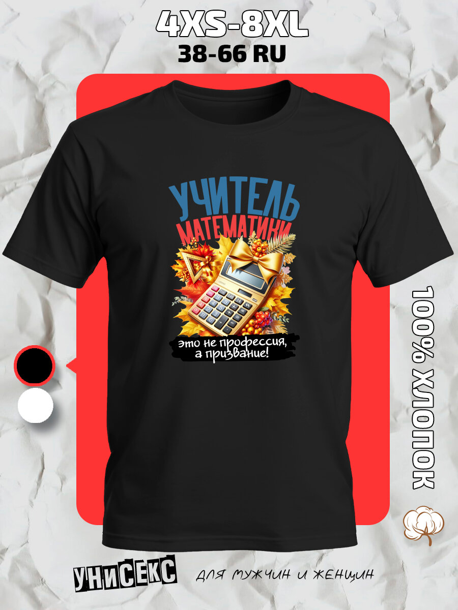 Футболка с принтом учитель математики