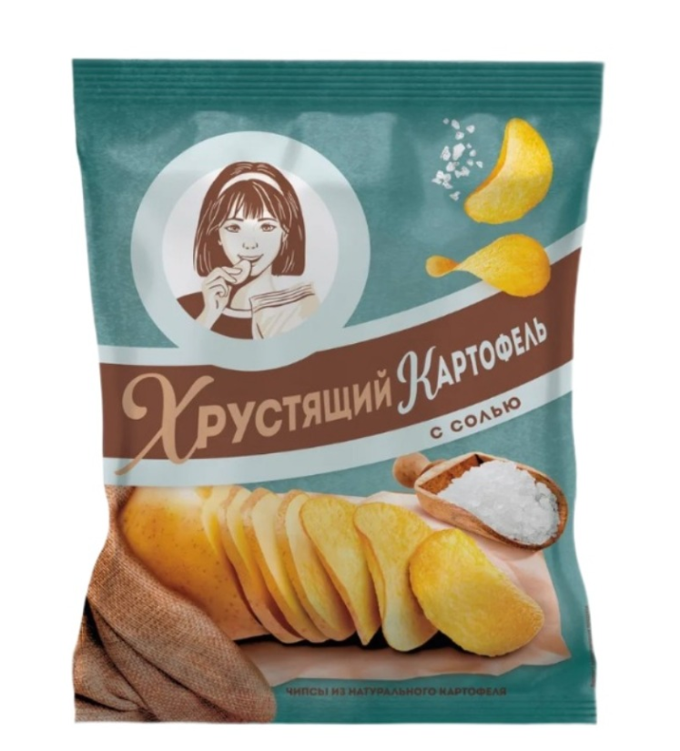 Хрустящий Картофель Чипсы в ломтиках, Соль, 70 г