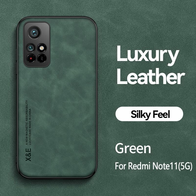 FASNYA Кожаный чехол на Redmi Note 11 5G/ Note 11T 5G/ Xiaomi Poco M4 Pro( Редми Ноут 11 5G/Ноут 11T 5G/ Ксиаоми Поко M4 про) с защитой камеры противоударный, ля магнитного авто-держателя