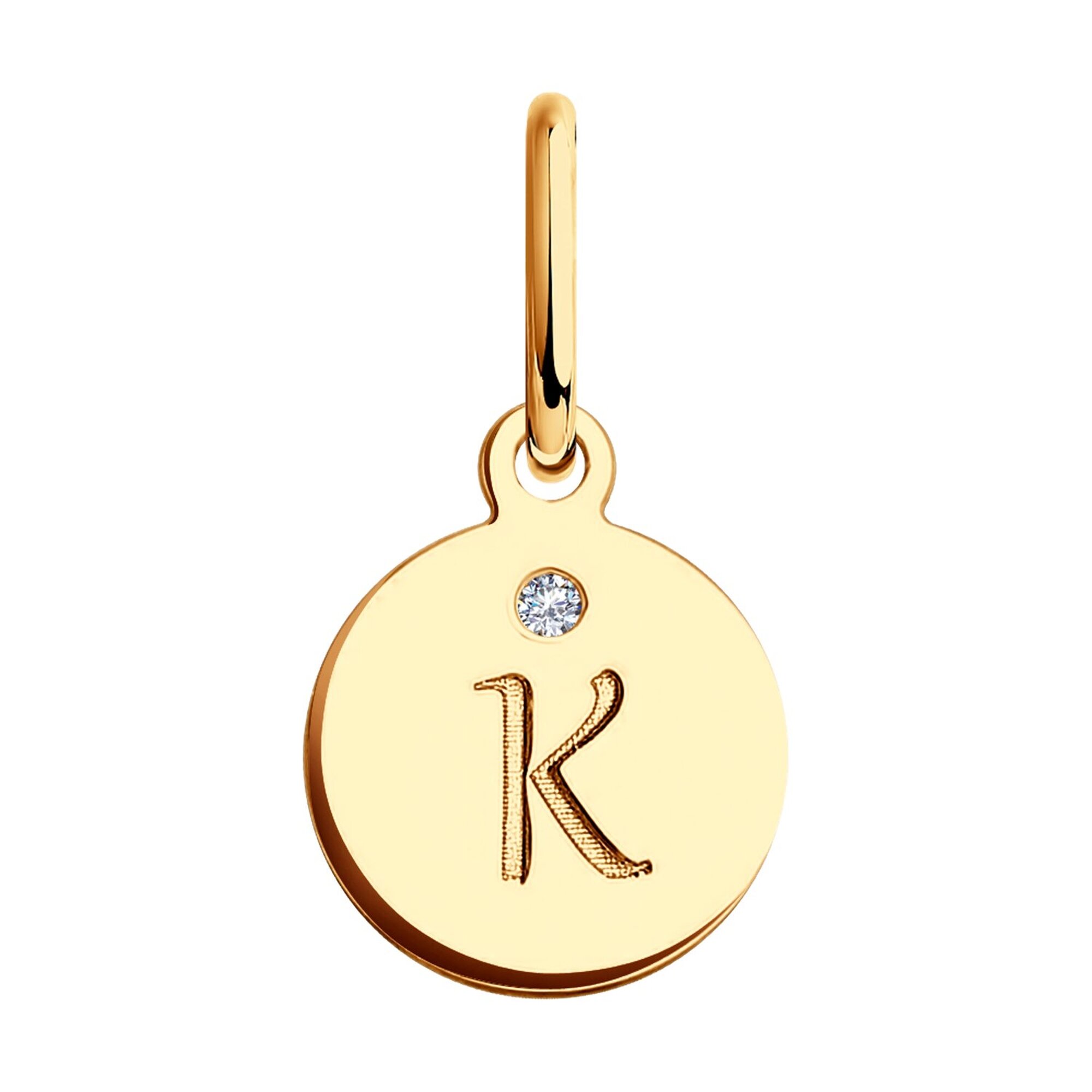 Подвеска, красное золото, 585 проба, фианит