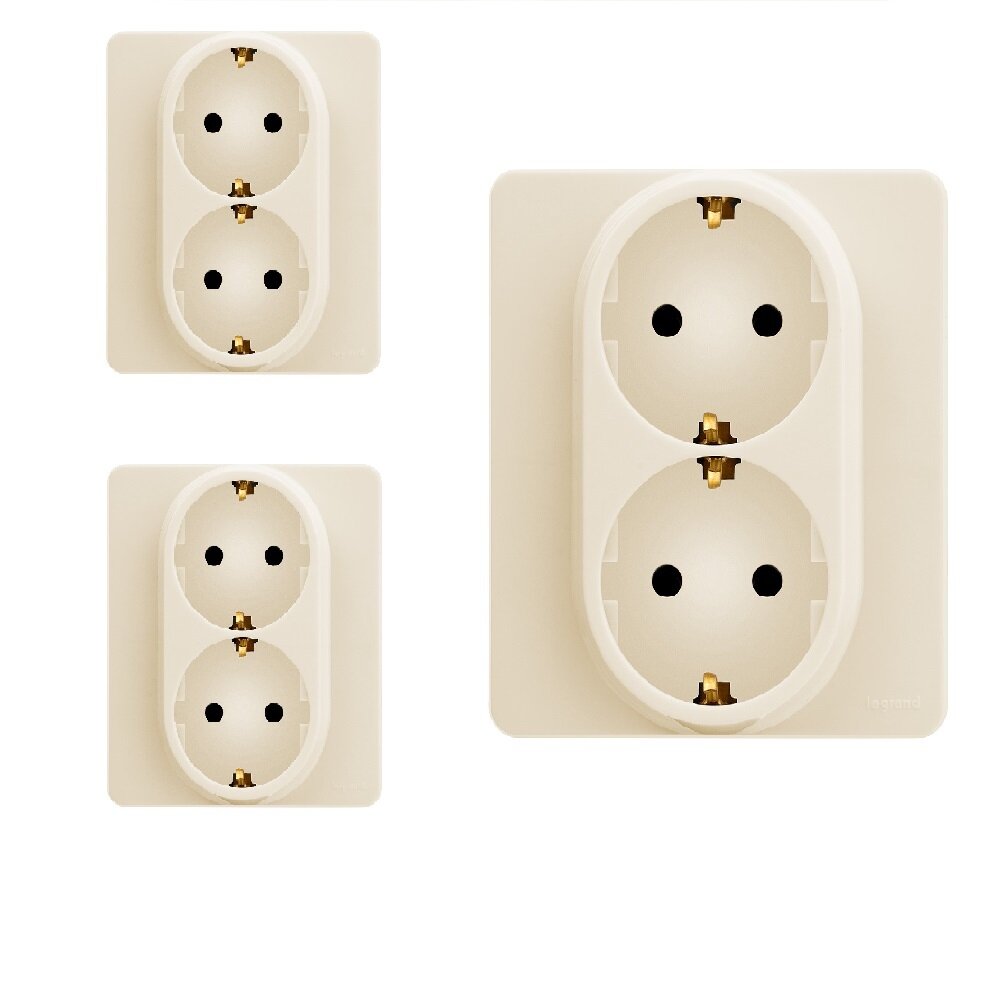 3 шт. Legrand INSPIRIA Слоновая кость Розетка 2 x 2К+З - немецкий стандарт - 16 А - 250 В