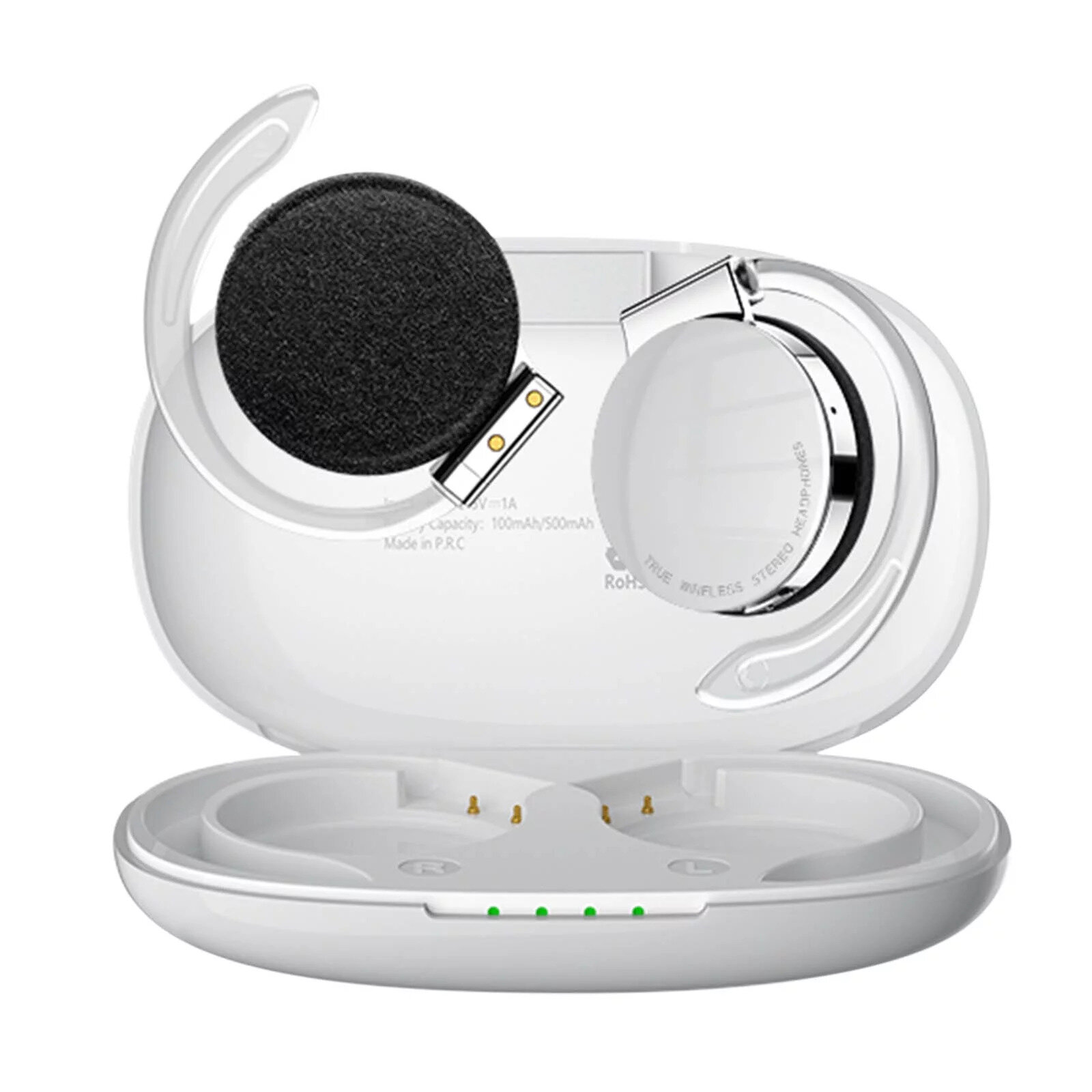 Наушники беспроводные спортивные сверхлегкие с заушным креплением F2, гарнитура Bluetooth 5.2 с шумоподавлением и со светодиодной подсветкой, цвет белый