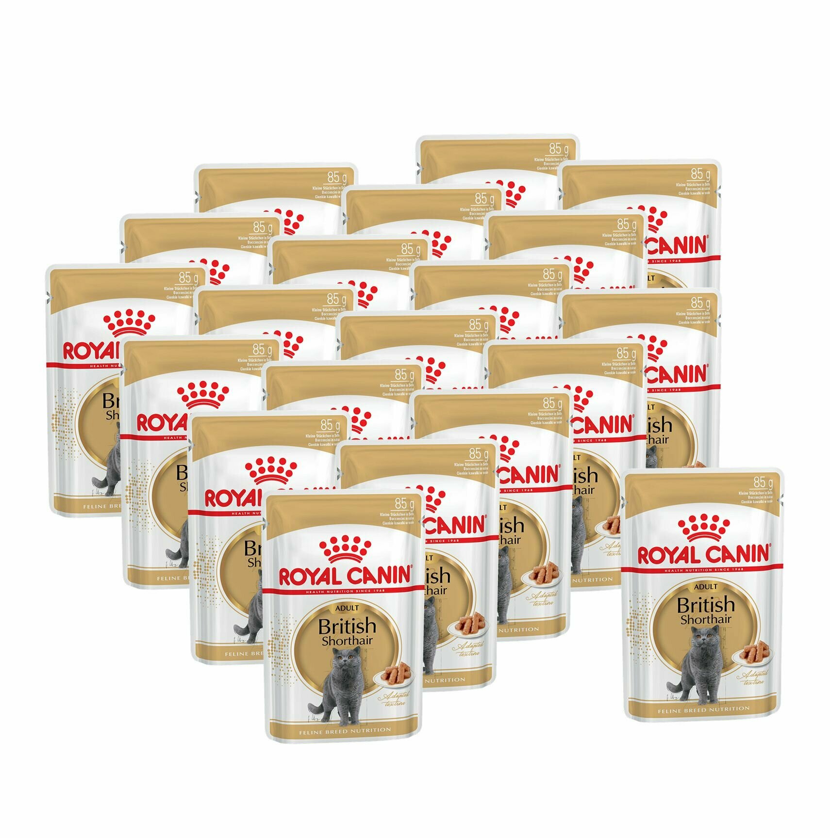 Royal Canin British Shorthair Adult влажный корм для взрослых британских короткошерстных кошек в соусе, в паучах - 85 г х 20 шт.