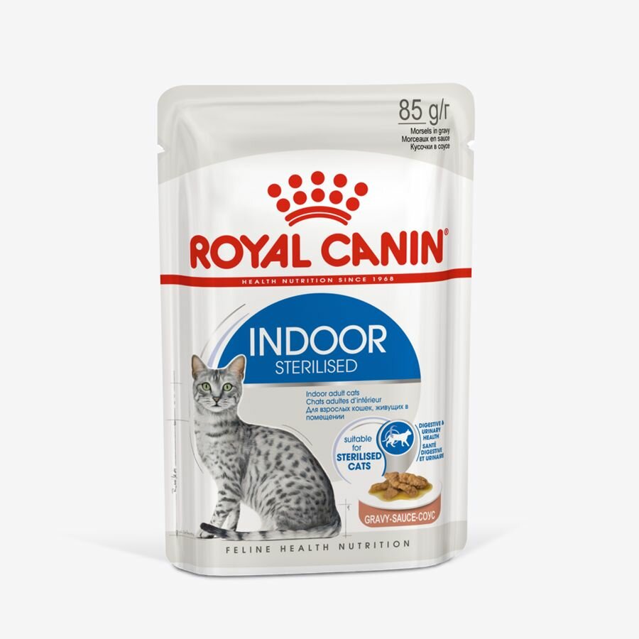 Влажный корм для кошек Royal canin Indoor Sterilised кусочки в соусе, Пауч 85 г