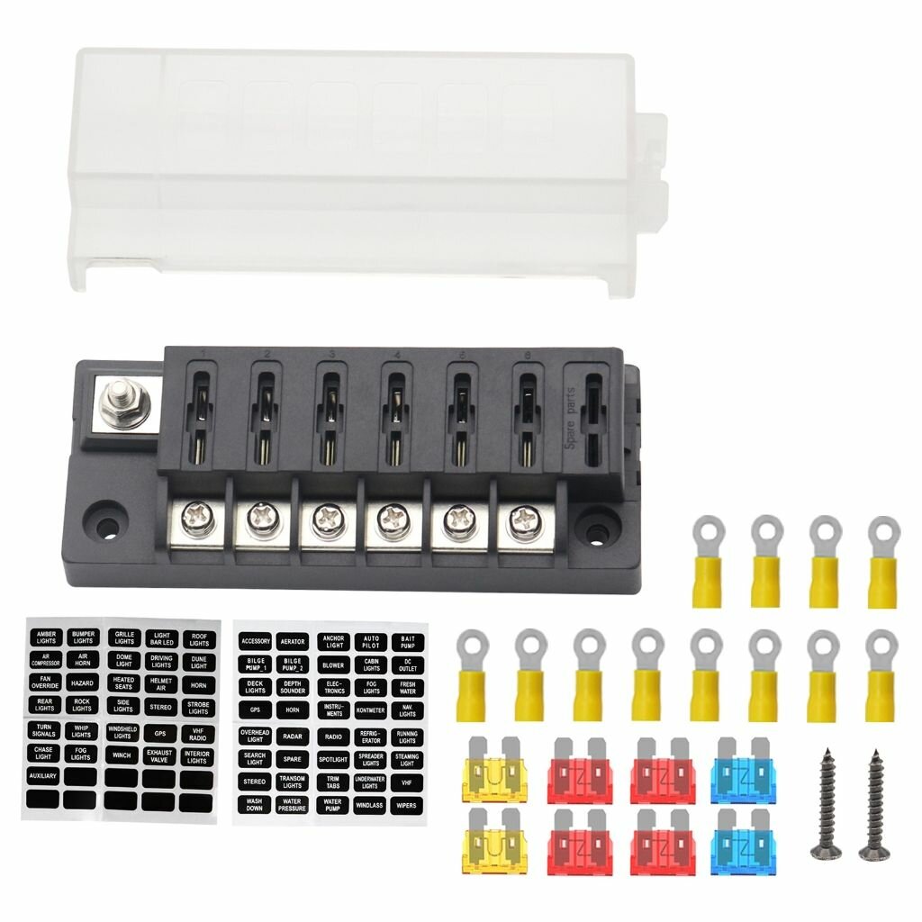 Автозапчасти, (1 комплект) 6-позиционный блок предохранителей с клеммой