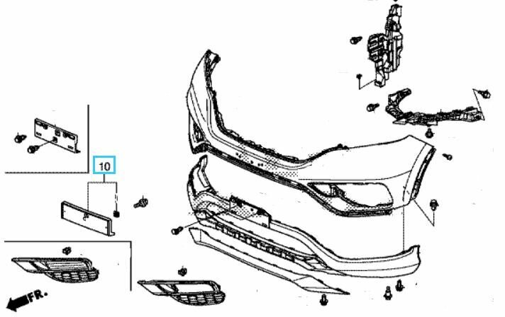 Площадка под номерной знак для Honda CR-V IV 2015-2018 UK; Артикул Honda: 71145T1EE10 (Оригинал)