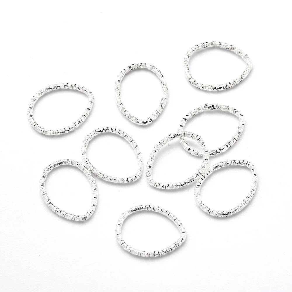 Позолоченные витые круглые соединительные кольца Серебряный, 18x14mm(30Pcs), Water drop silver