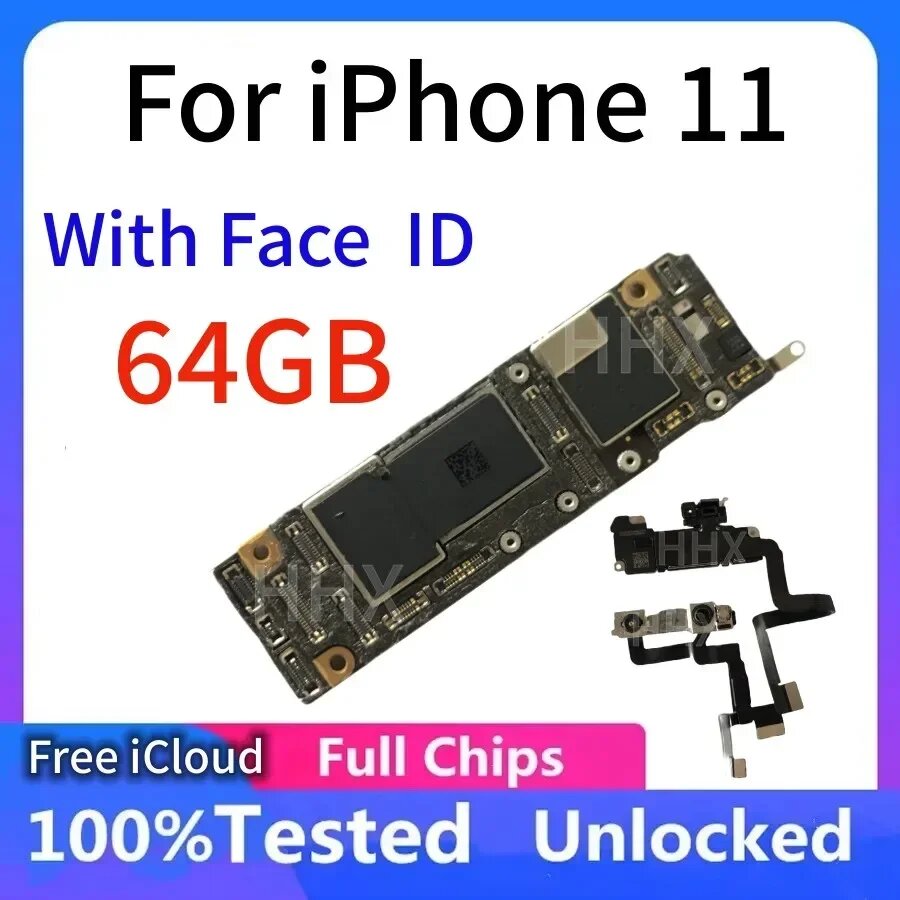 Материнская плата для iPhone 11, чистая, разблокированная от iCloud, логическая For11-64GB-Face