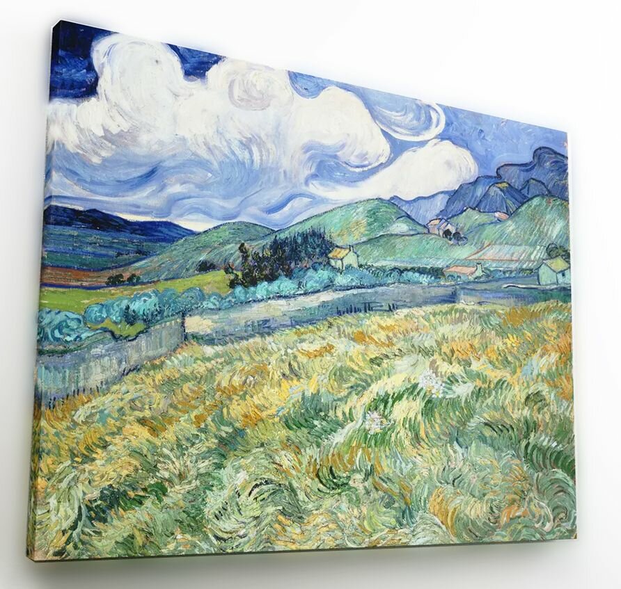 Картина на холсте, репродукция Пшеничное поле с кипарисом - Винсент Ван Гог