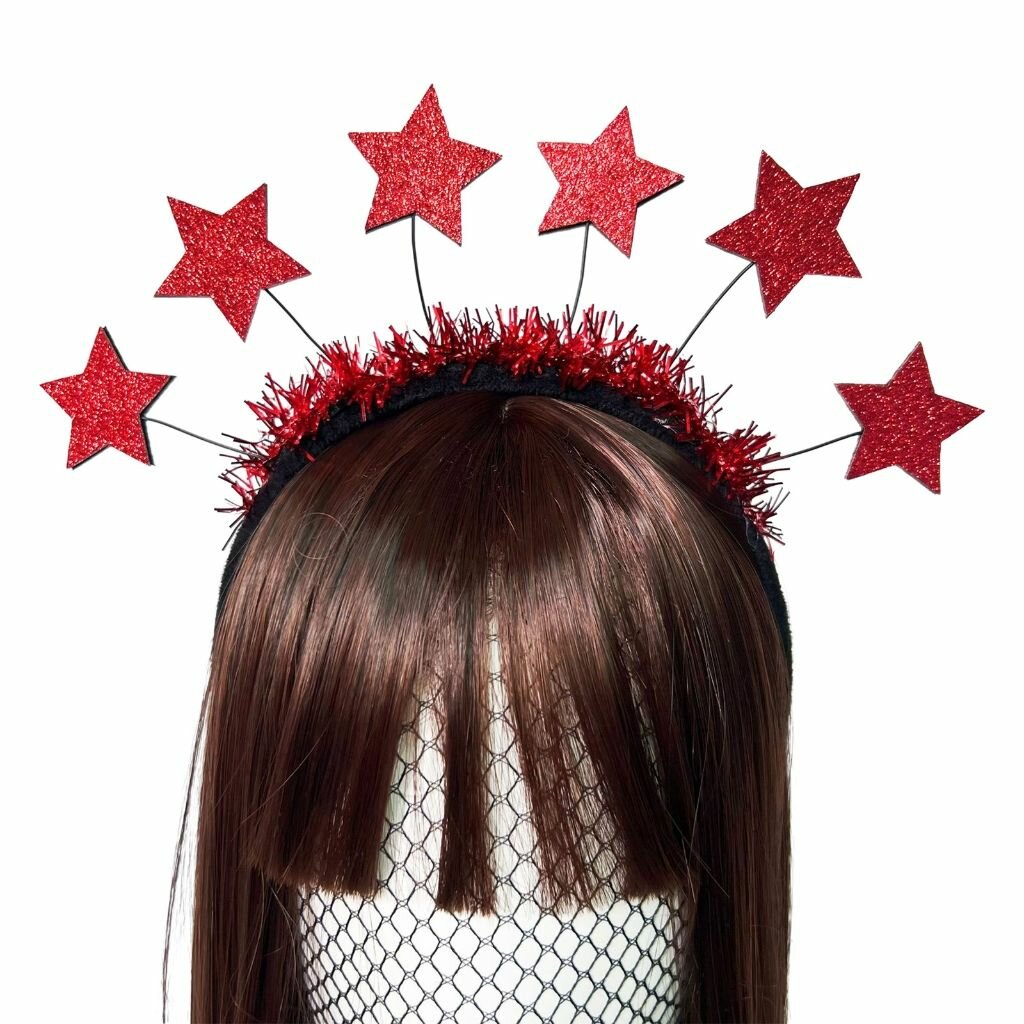 Пара кубистических повязок на голову -красные звезды