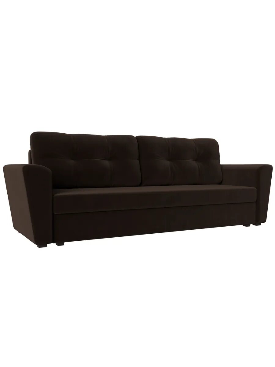 Диван прямой Амстердам Лайт, 3-местный, размер: 230х80см, спальное место: 127х190см, Микровельвет, коричневый