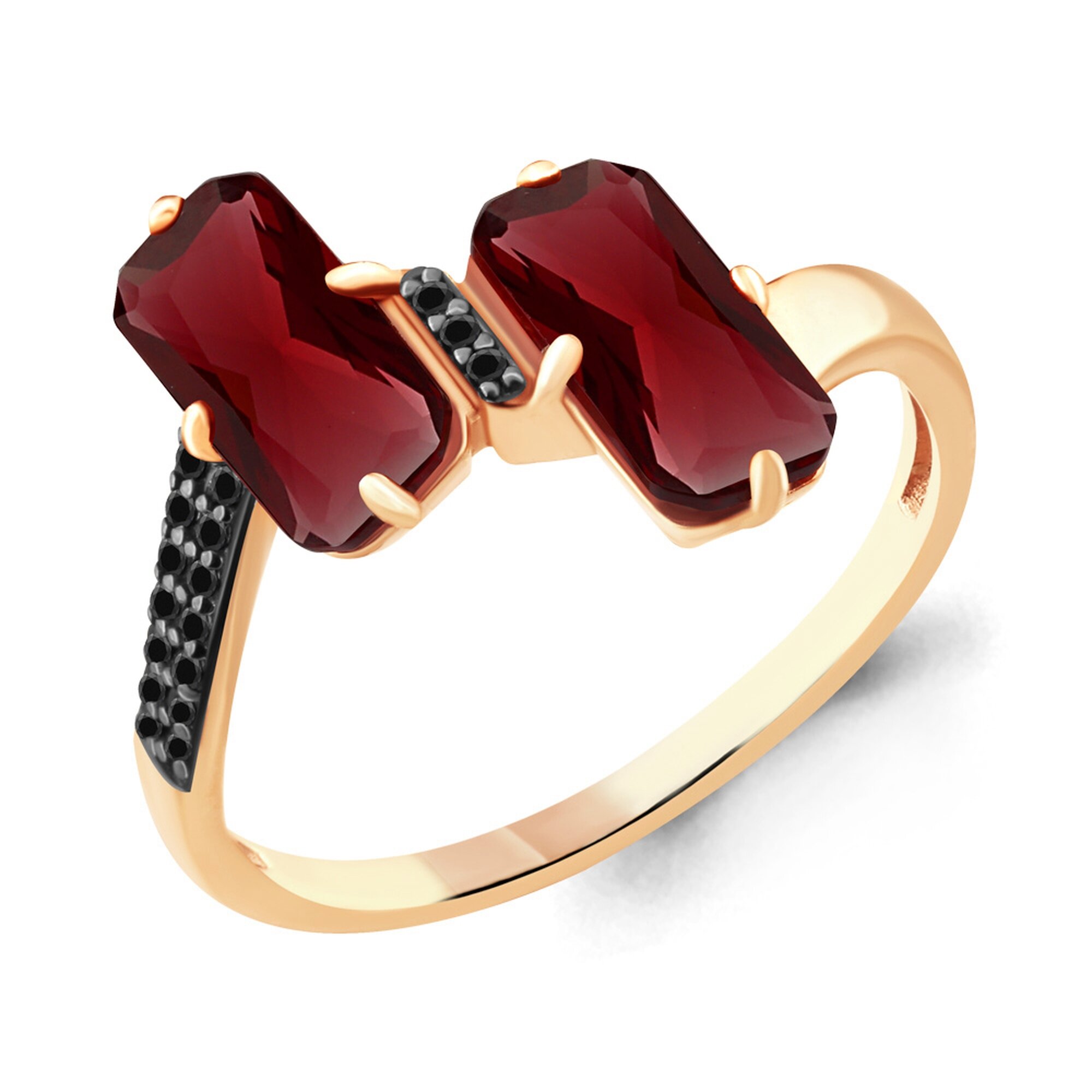 Кольцо Diamant online, серебро, 925 проба, золочение, гранат, кристалл