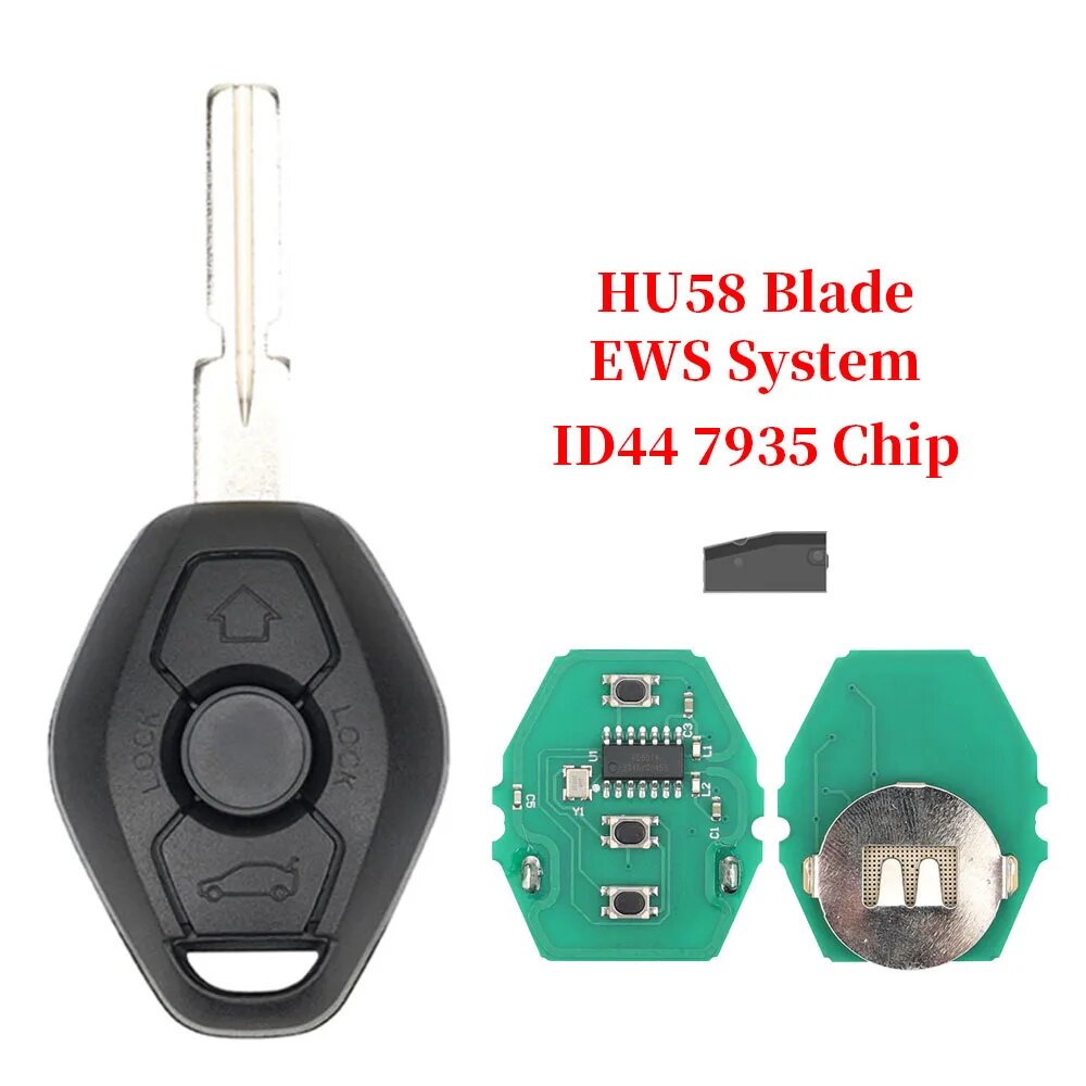 Система Liberty EWS ID44 PCF7935 чип 315/433 МГц HU58/HU92 автомобильный дистанционный ключ для BMW 1/3/5/7 серии X3 X5 Z3 Z4 E38 E39 E46 E65 HU58 With ID44 Chip, 433MHz