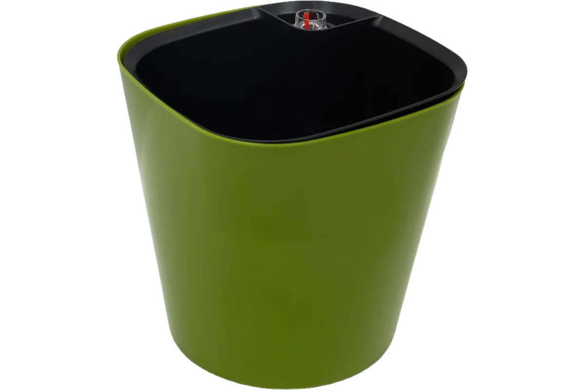 ООО кзнм Горшок с автополивом квадратный d21 (оливковый),4.5л 528124