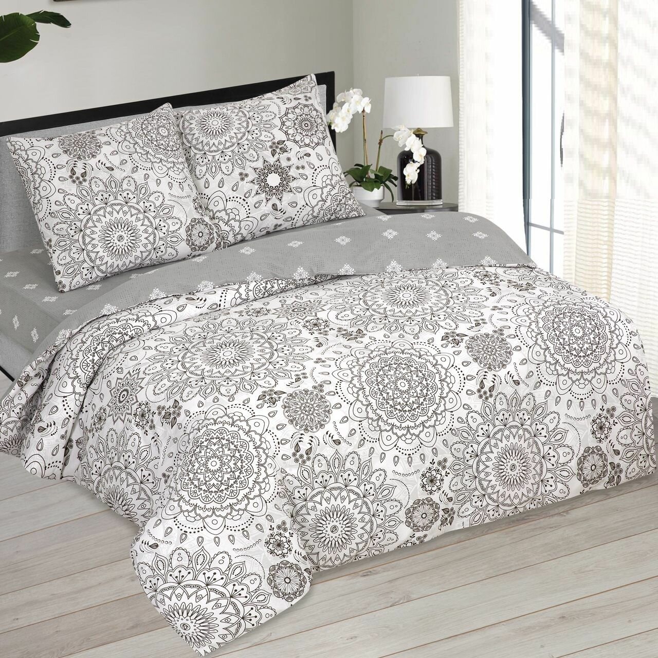 Постельное белье Зима-Лето 2-спальное с европростыней из Поплина (2 наволочки 70х70) Сорренто арт. 639