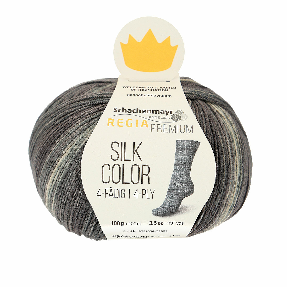 Silk Color /Силк Колор/ пряжа Regia Premium, 4 нитки, MEZ, 9801634 (00099, black color (черный), серый/черный)