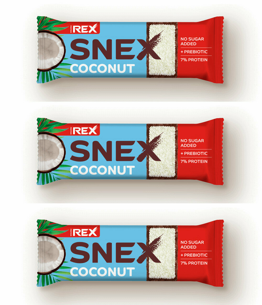 Батончик SNEX, Кокос глазированный с протеином без сахара 40 гр, 3 шт.