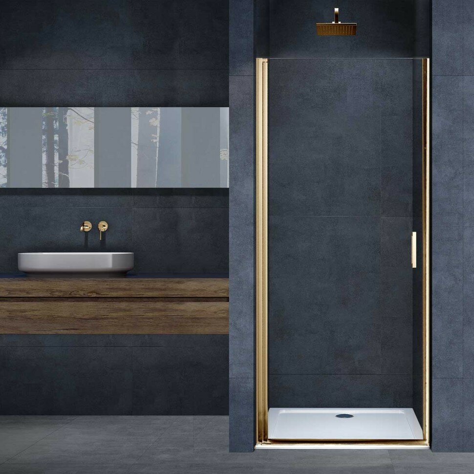 Душевая дверь Альфа (Alpha) VDP-3AL700CLG , брашированное золото, стекло прозрачное