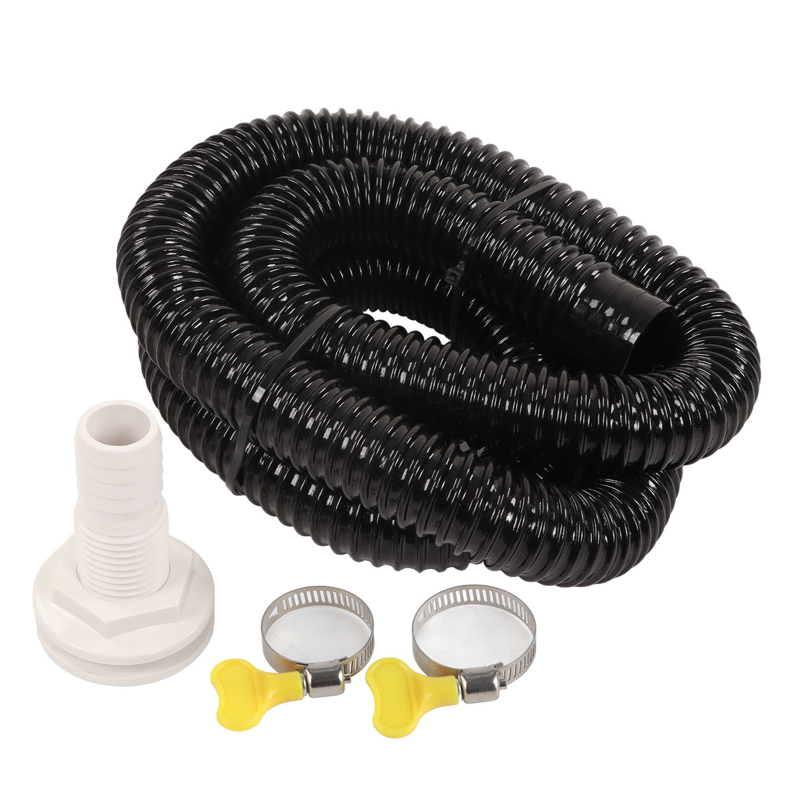 Bilge Pump Hose Plumbing Kit Thru Hull Fitting 1‑1/8in Dia 6.6ft Long PVC 2pcs Clamp for Boat