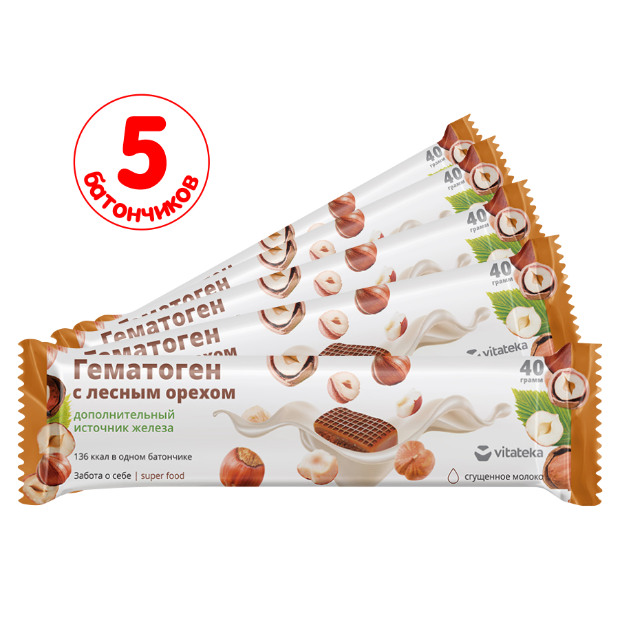 Гематоген Vitateka с лесным орехом 40 гр. х 5 шт.