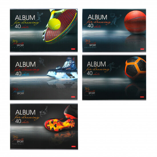 Альбом для рисования А4, 40 листов, на скобе,"Футбольный мяч" Hatber СпортКлуб,1шт.