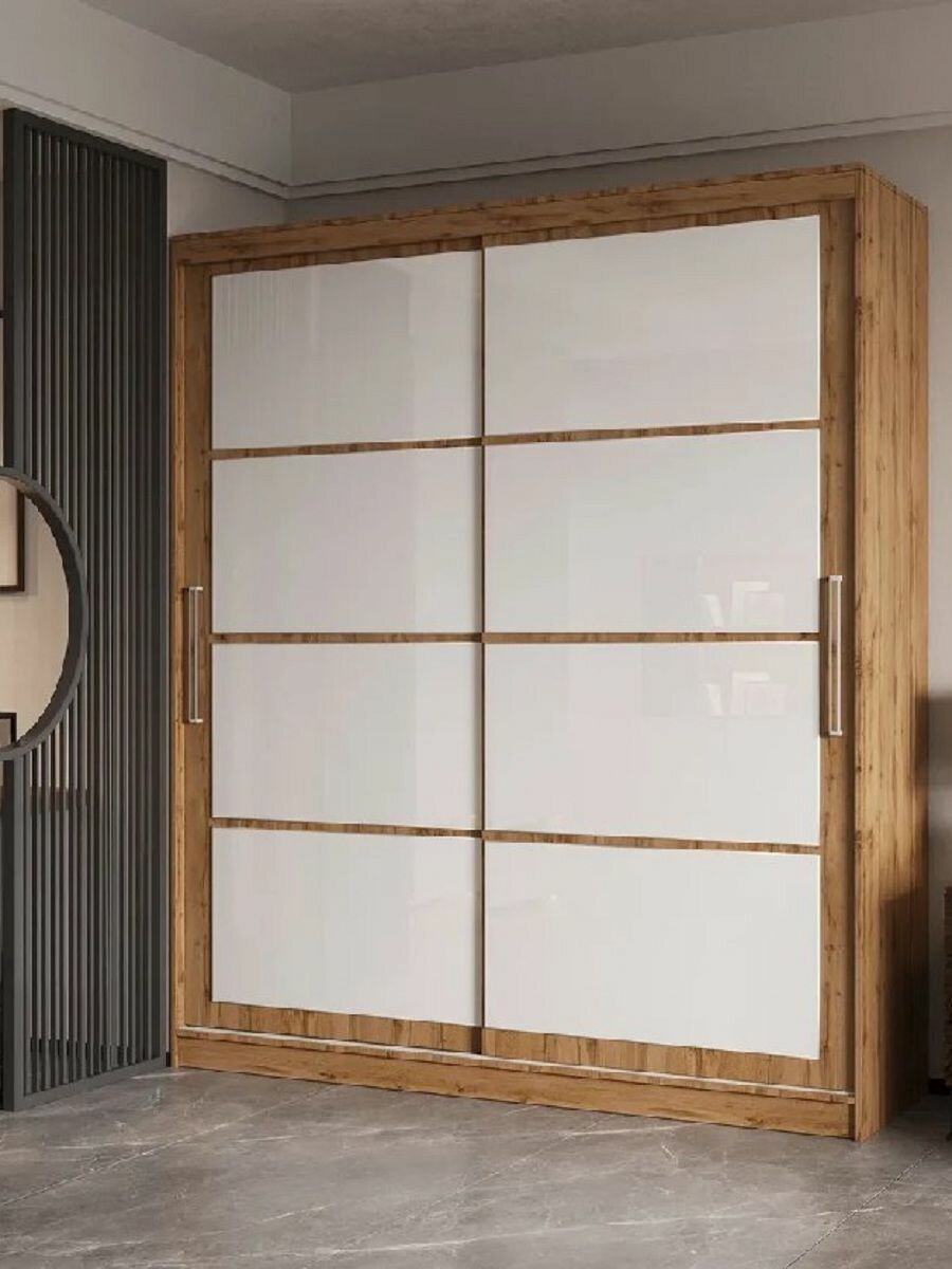 Шкаф-купе гранд ЛДСП 1,6м дуб вотан/лакобель