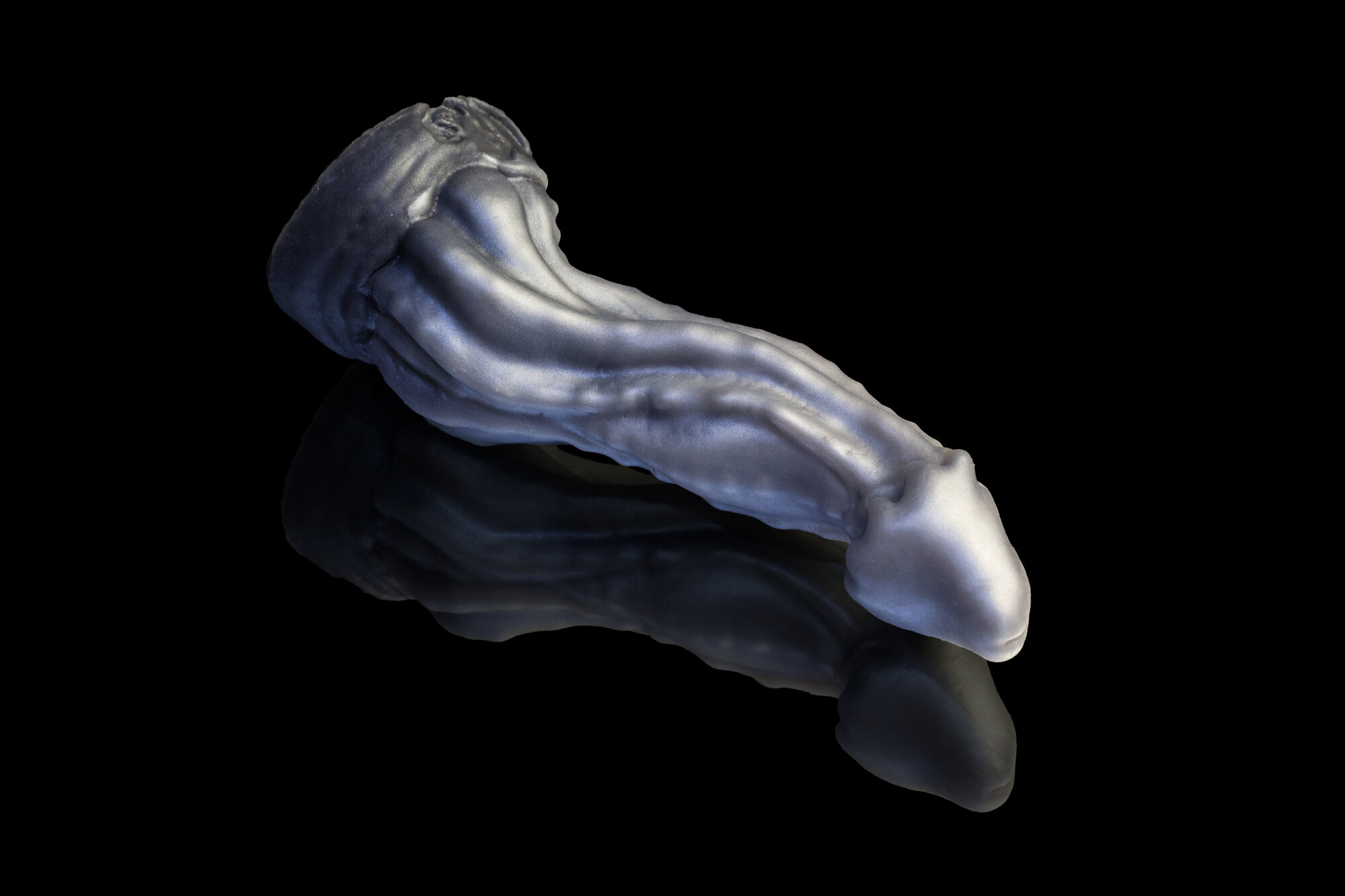 Фантазийный фаллоимитатор Erasexa Песчаная змея Mini - 16 см. Серебро. Материал: MEDIUM VELVET TOUCH. F296