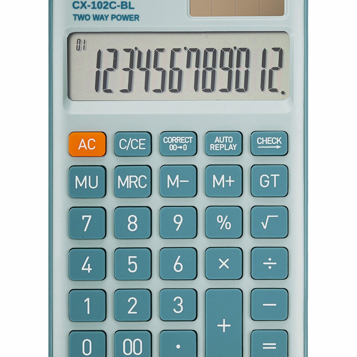 Калькулятор карманный Brauberg CX-102C-BL (12-разрядный) двойное питание, голубой, 40шт.