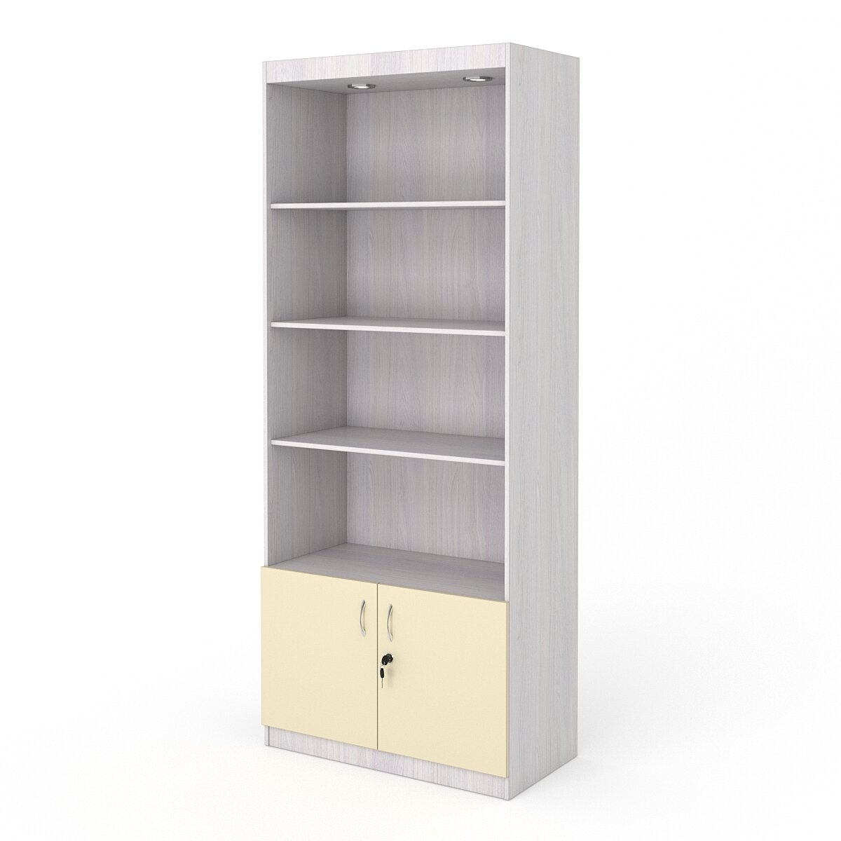 Стеллаж "афродита" №1-1 (задняя стенка - ДВП), Ясень Анкор и Крем Вайс