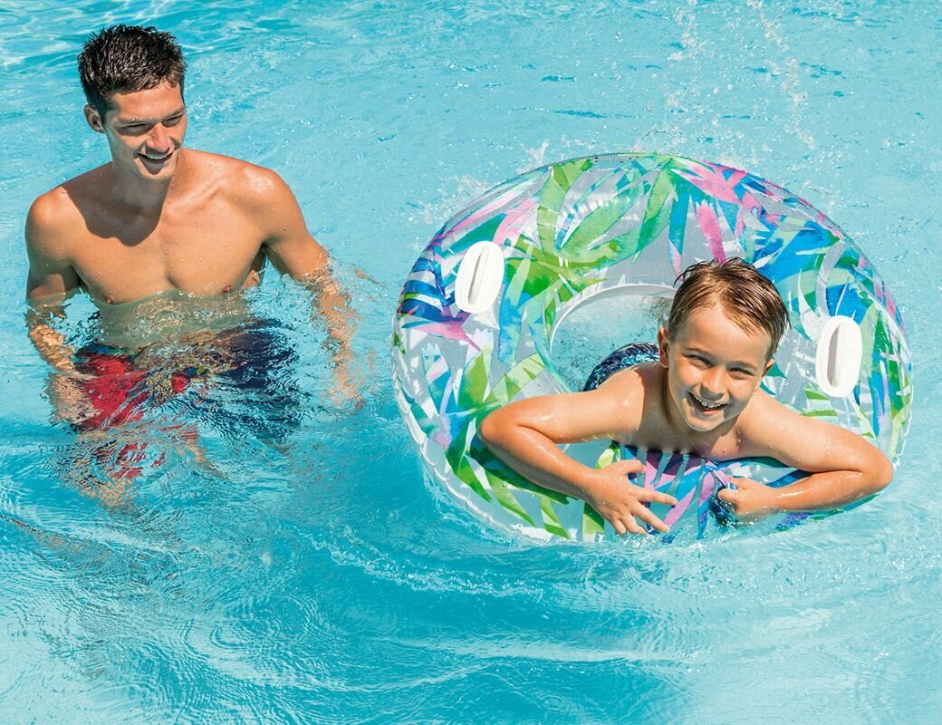 Надувной круг Intex Летние мечты Тропики с ручками, 97 см, от 9 лет, 58263-тропик